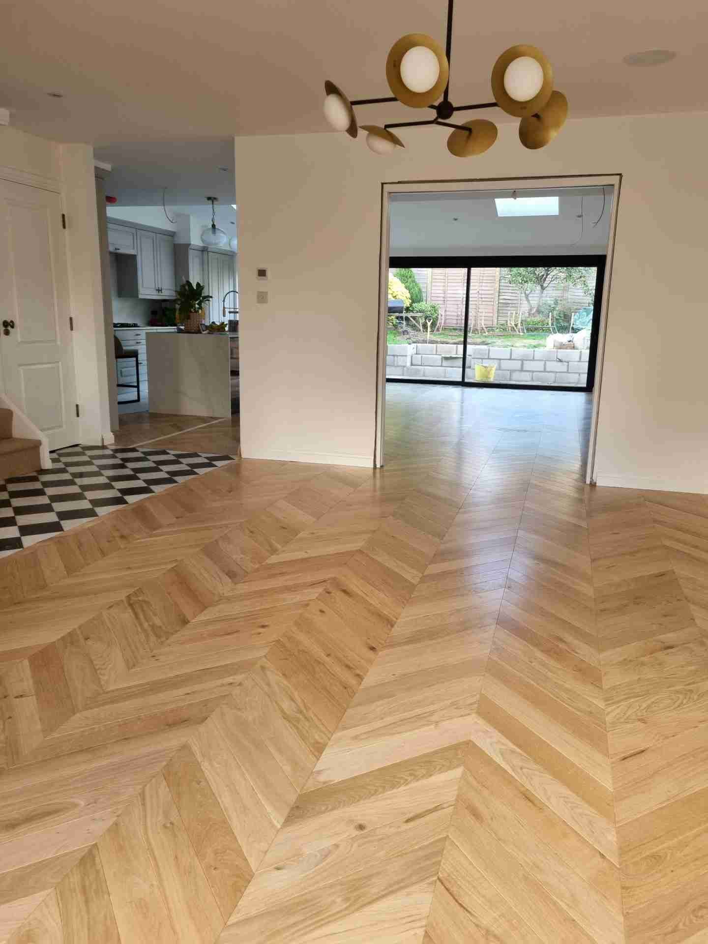 Chevron Natural Oak UV Oiled Flooring 90 x 3/14 x 510mm